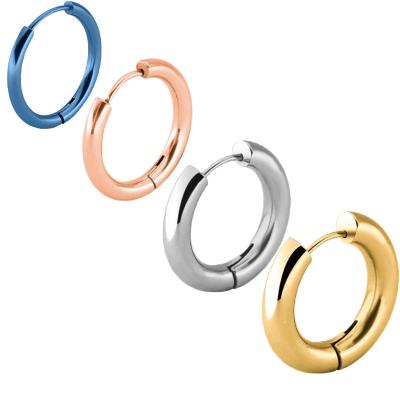 China Third Party Appraisal Punk Round Stainless Steel Thick Wire Hoop Earrings Anti-Allergic Ear Plugs for European and American for sale