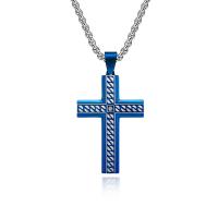 China Custom Logo Cross Pendant Necklace in Stainless Steel Gold Plated for Christian Religious Jewelry for sale