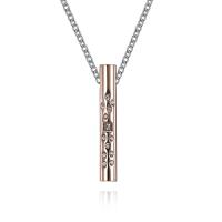 China Stainless Steel Link Chain Bar Shape Necklace with Diamond Christian Pendant Rose Gold Plated for sale