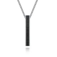 China Black Stainless Steel and Carbon Fiber Bar Necklace Diamond Christian Religious Pendant for sale