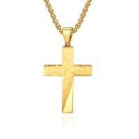 China Stainless Steel Cross Necklace for Men Satin and Polished Christian Jewelry for sale