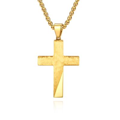 China Stainless Steel Cross Necklace for Men Satin and Polished Christian Jewelry for sale