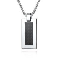China Stainless Steel and Carbon Fiber Square Religious Cross Pendant Necklace for Men , Stainless Steel Christian Jewelry for sale