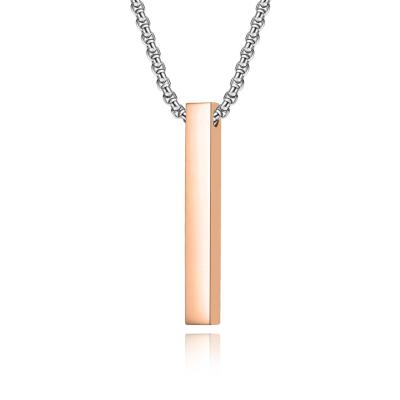 China Fashion Jewelry Men's Cuboid Stainless Steel Necklace Stainless Steel Cross Pendant Chain Necklace for Men Women 22-24 Inches for sale