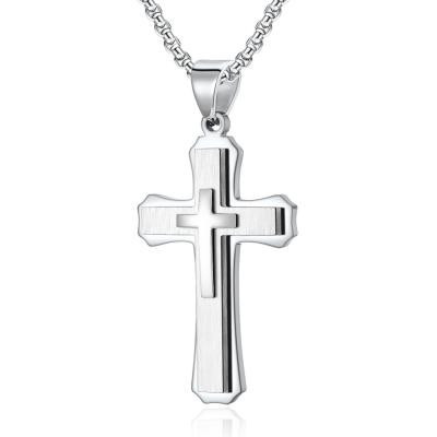 China Cross Engrave Metal Prayer Choker for Men Stainless Steel Link Chain Necklaces Fine Jewelry Anniversary Occasion for sale