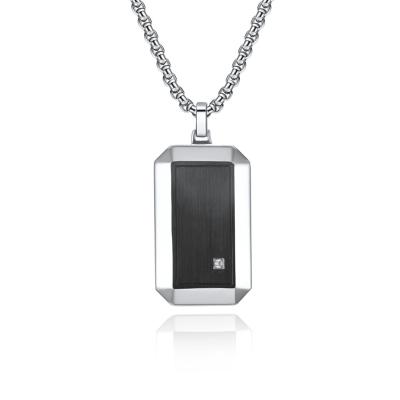 China Square Pendant Religious Stainless Steel Necklace with Diamond for Men , Stainless Steel Christian Jewelry for sale