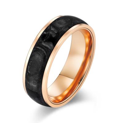 China 2025 New Custom Mens Wedding Band Forged Carbon Fiber Inlay Wedding Bands  Plated Gold and Rose Gold for sale