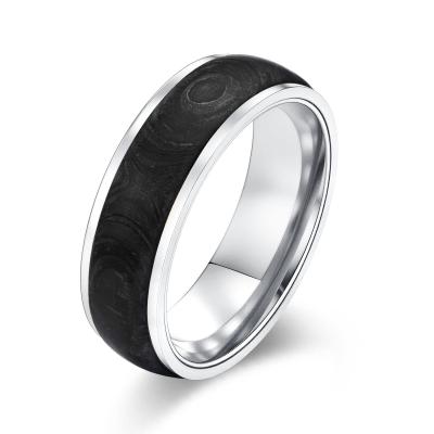 China New Style Custom made Engagement Rings Forged Carbon Fiber Jewelry Main Material Plated Gold Rings and Rose Gold  Forged Carbon Wedding Band for Men for sale