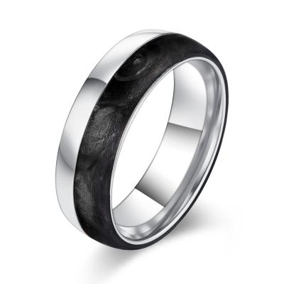 China 2025 New Arrival Custom Wedding Bands Plated Gold and Rose Gold Forged Carbon Fiber Wedding Bands Mens bands for sale