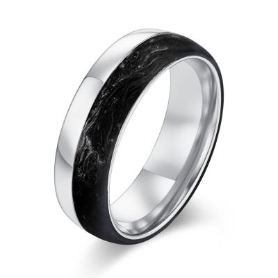 China 2025 New Arrival Custom Engagement Rings Forged Carbon Fiber Wedding Bands Mens bands Forged Carbon Fiber Ring for sale