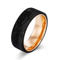 China Newly Launched Forged Carbon Fiber Wedding Bands Plated Gold and Rose Gold Men's Jewelry for Engagement Occasion for sale