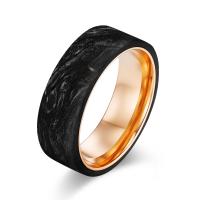 China Gold Powder and Rose Gold Plated Forged Carbon Fiber Ring - Customizable Width and Size Lightweight Men's Wedding Band for sale