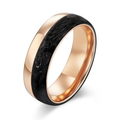 China Alternative Metal Rings Forged Carbon Fiber Jewelry Main Material Gold Powder and Rose Gold Wedding Bands for Men in 2025 for sale