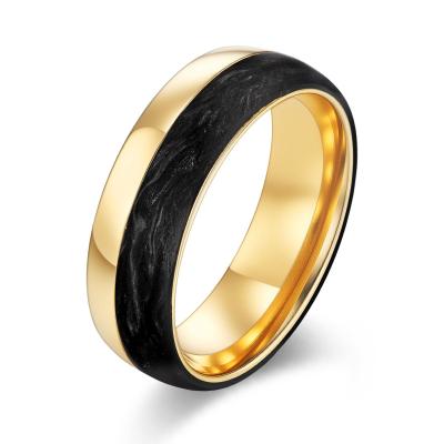 China Inlay Technology Setting Gold Powder and Rose Gold Forged Carbon Fiber Wedding Bands Mens Bands for Party Occasion 2025 for sale