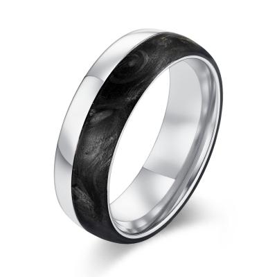 China 2025 Gold Powder Coated Forged Carbon Fiber Ring Customizable Dimensions Wedding Band with Unique Marbled Patterns for sale