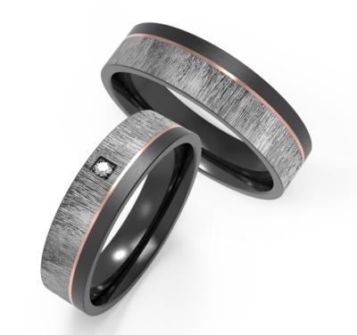China Customized Black Titanium Mens Band Zircon wedding band without fading Men's Wedding bands for sale