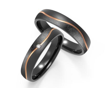 China Factory Wholesale and Fashionable Black and Gray Zirconium & Titanium Wedding Bands & Men's Jewelry without fading Men's Wedding bands for sale