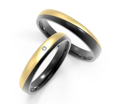China 2025 Wholesale 14K gold and Black Zirconium & Titanium Wedding Bands & Men's Jewelry without fading Men's Wedding bands for sale