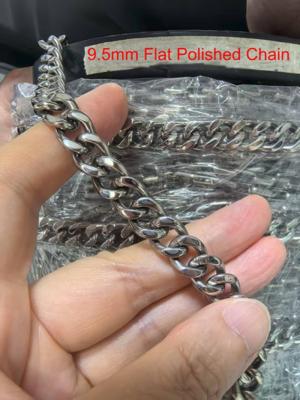 China Stocked and Hot Sale 9.5mm Flat Polished Chain Titanium Accessories Gentlemen Chain for sale