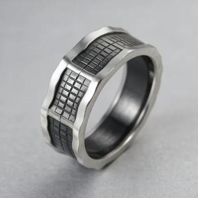 China Newly Style Die-Cust Stainless Steel Men's Wedding Ring Stainless Steel Ring Wedding Band Fashion Jewelry for sale