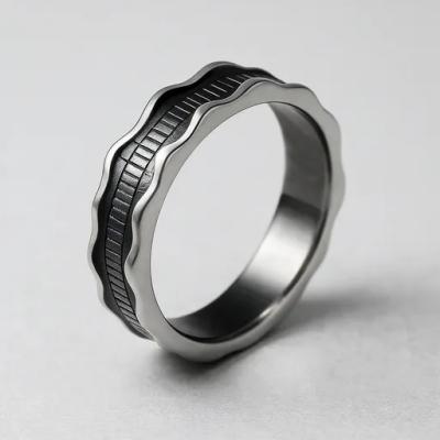 China Fashion Jewelry Ring Irregular Stainless Steel Wedding Band Die-Cust Stainless Stee Ring Men's Wedding Band Ring for men for sale