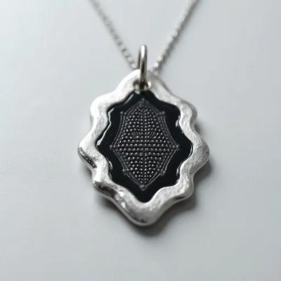 China Men's Geometric Pendant:Sleek metal+matte black,elevates casual looks for sale