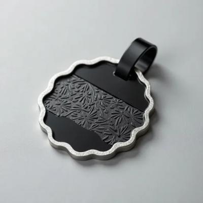 China Tailorable Foral Engraved Stainless Steel Men's Pendant for sale