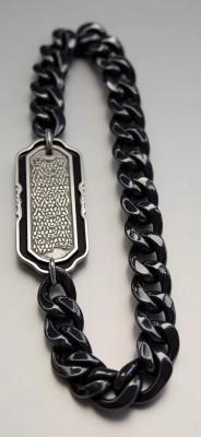 China High Quality Silver Black Color Plated Stainless Steel  Jewelry Wristband Bracelet for sale