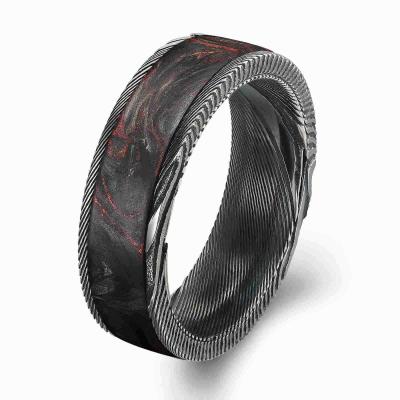 China Bright Red Forged Carbon Ring | Passion Blade, Freely Customizable Personal Mark for sale
