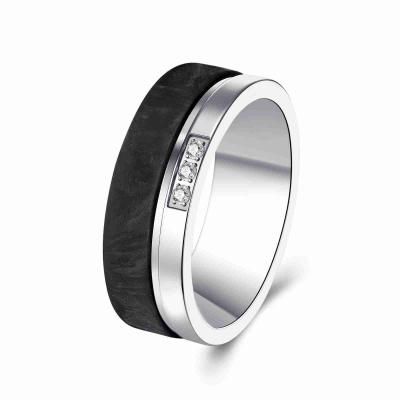 China Superior Strength Forged Carbon Fiber Ring with Unique Marbled Patterns and Customizable Options for Wedding Bands for sale
