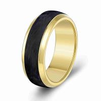 China Customizable Gold Plated Forged Carbon Fiber Ring with Superior Strength and Unique Marbled Patterns for sale