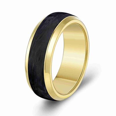 China Customizable Gold Plated Forged Carbon Fiber Ring with Superior Strength and Unique Marbled Patterns for sale