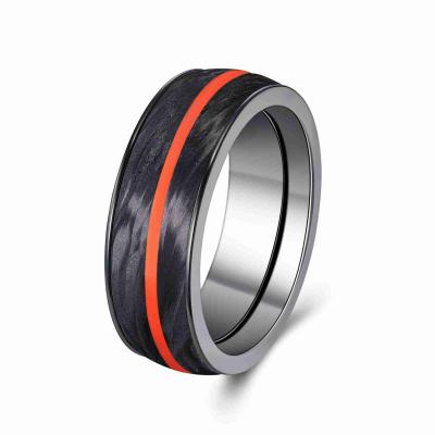 China Superior Strength Forged Carbon Fiber Ring with Unique Marbled Patterns and Customizable Options for Wedding Bands for sale
