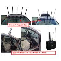 China PCB-3077B Mobile Signal Jammer 7 Bands 185W with 50-150m Range and Built-in Battery for sale