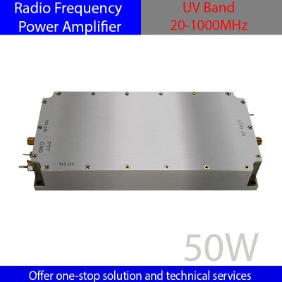 China UV Band 20-1000MHz 50W RF Power Amplifier with 47dB Gain for EMC Testing and Signal Amplification for sale
