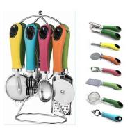 China Home Kitchen Utensil Sets 8PCS Stainless Steel Accessories with Colorful Handles for sale