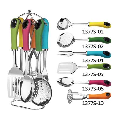 China Sustainable Kitchen Accessories 2024 TPR Material Utensil Set with Stainless Steel for sale