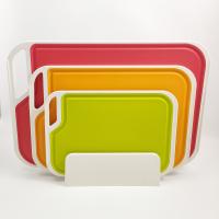 China Square Plastic Chopping Board Set of 3 with Non-Slip Feet and Deep Drip Juice Groove for sale