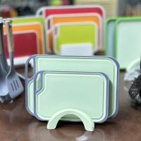 China Square Plastic Chopping Board Set of 3 with Non-Slip Feet and Deep Drip Juice Groove for sale