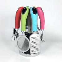 China 7 Piece Stainless Steel Utensil Set with TPR Handle Latest Kitchen Gadget Collection for sale