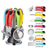 China 7 Piece Stainless Steel Utensil Set with TPR Handle Latest Kitchen Gadget Collection for sale