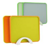 China Custom Colored PP Chopping Blocks With Tray Index Plastic Cutting Board Set Large Size for sale