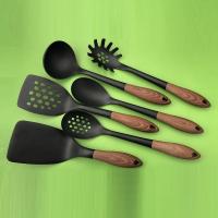 China Colorful 6-Piece Nylon Baking Utensil Set Wooden Handles and Non-Stick for Cooking for sale