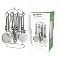 China Kitchen Utensils Sets with Silk Printing Logo 201/410 Stainless Steel Cooking Tools for sale