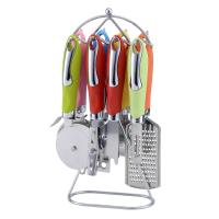 China Food Grade Stainless Steel Kitchen Utensils Set with Rainbow Gadgets and Pizza Tools for sale