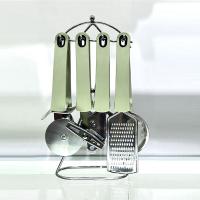 China Home Kitchen TPR Handle Stainless Steel Utensil Set with Holder and Other Cooking Tools for sale