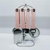 China Home Kitchen TPR Handle Stainless Steel Utensil Set with Holder and Other Cooking Tools for sale