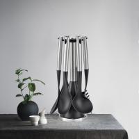China 7 Piece Nylon Kitchen Utensil Set in Black and Wood Texture for Any Color Scheme for sale