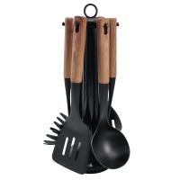 China 2024 Best Seller Wooden Handle Silicone Cooking Utensil Set with Nylon66 Material for sale