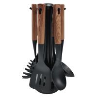 China 2024 Best Seller Wooden Handle Silicone Cooking Utensil Set with Nylon66 Material for sale